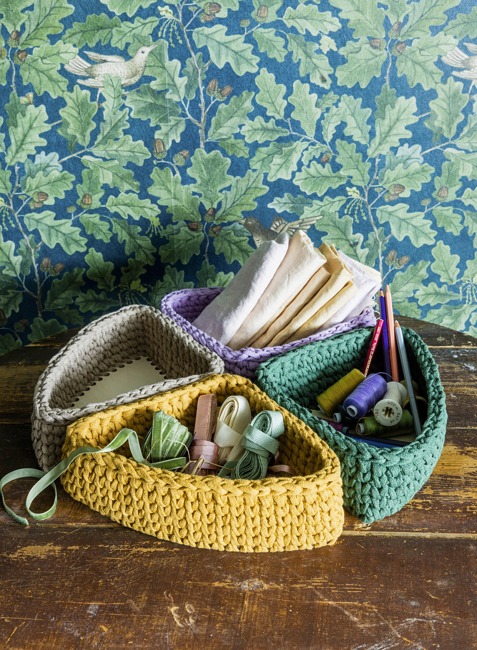 Triangular baskets—check out the pattern! | Kotona Living