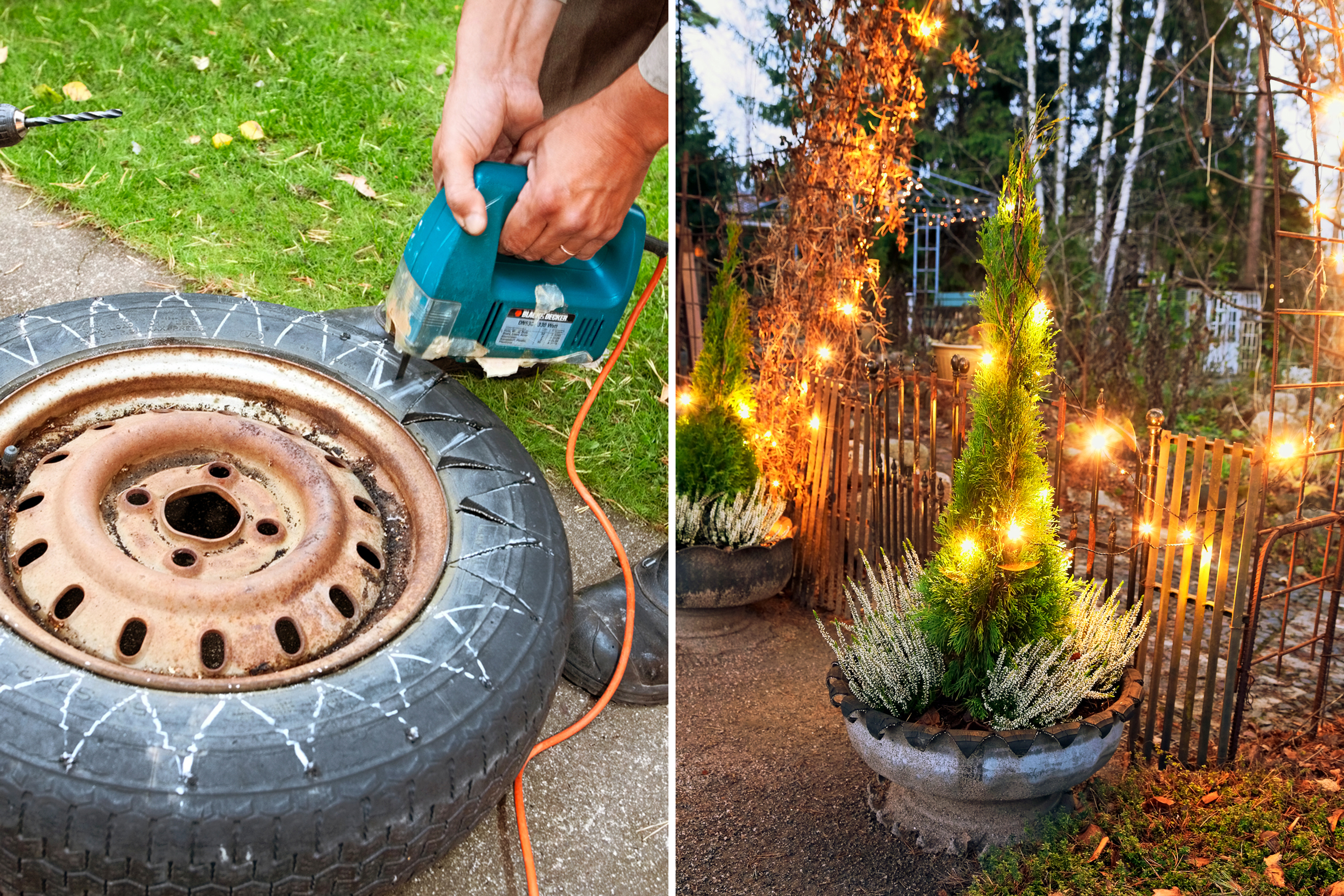 Planter from a car tire | Kotona Living